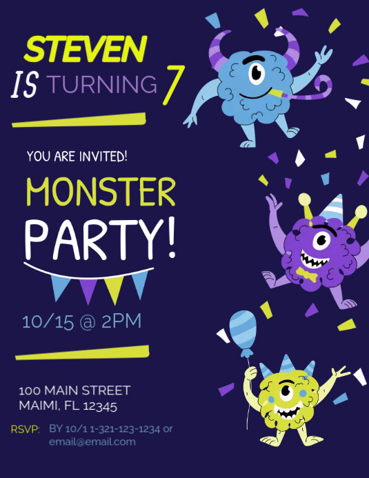 Monster Birthday Party Template | PosterMyWall