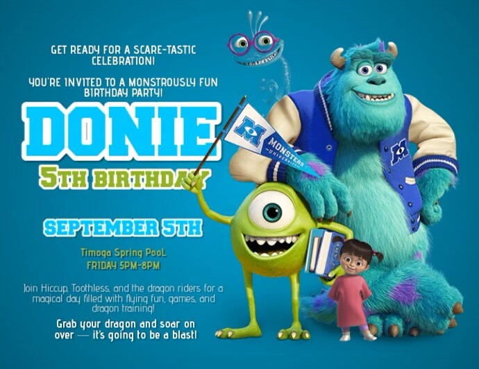 Monster University Birthday Flyer Modelo | PosterMyWall