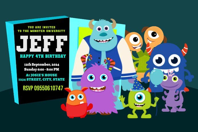 Monster University Birthday Template | PosterMyWall