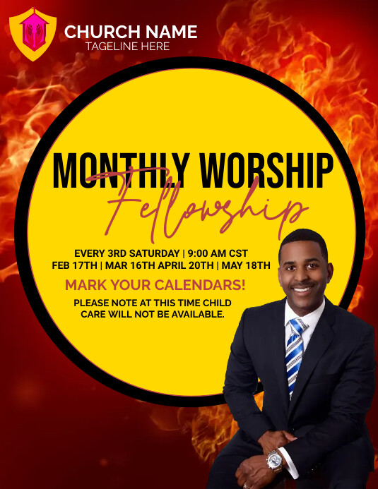 monthly worship fellowship services Template | PosterMyWall