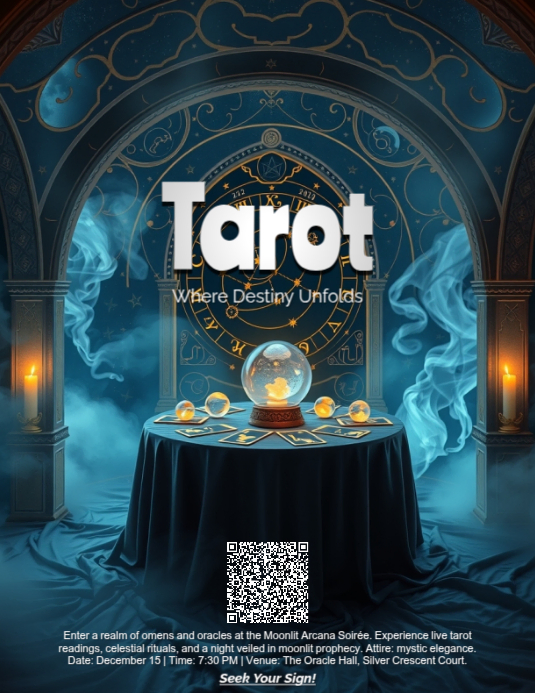 Copy of Moonlit Arcana – Mystic Tarot Night Flyer | PosterMyWall