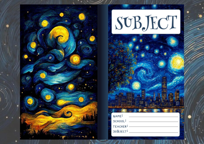 Copy of Moonlit City & Swirling Stars Notebook | PosterMyWall