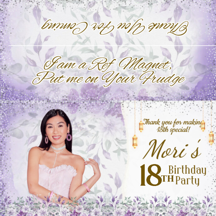 Mori's 18th Birthday Party Souvenir Magnet Template | PosterMyWall