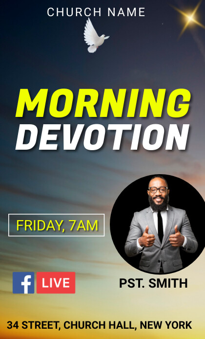 morning devotion, prayers, prayer event Template | PosterMyWall