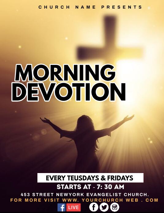 morning devotion, prayers, prayer hour Template | PosterMyWall