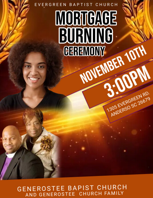Mortgage Burning Service , worship service ,M Template | PosterMyWall