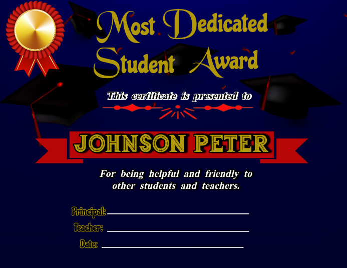 Most Dedicated Student Award Template | PosterMyWall