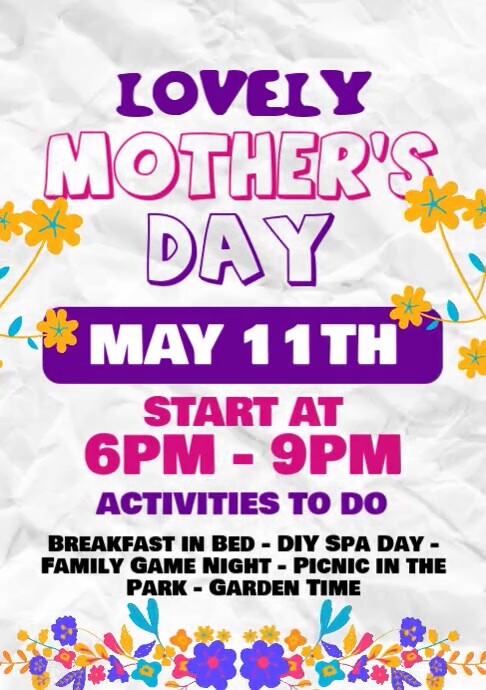 Mother's Day Activities Template | PosterMyWall