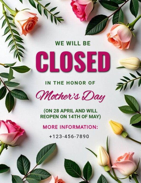 Copy of Mother's day closed template | PosterMyWall