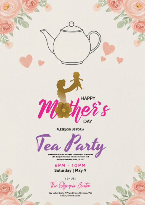 Mother's Day Tea party Flyer Template | PosterMyWall