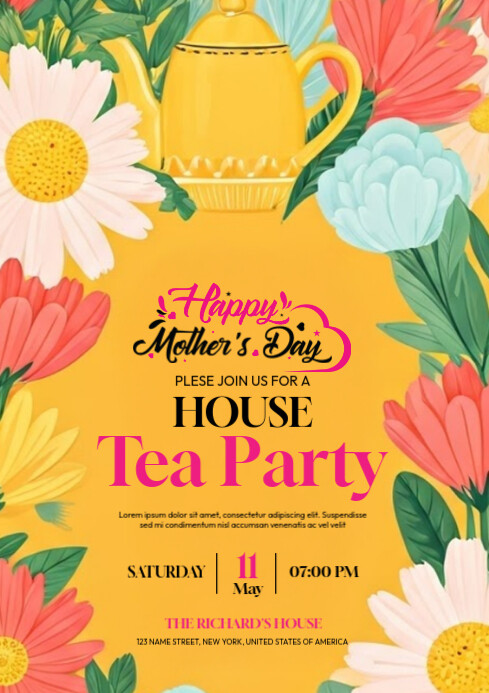 Plantilla de Mother's Day Tea party Flyer | PosterMyWall