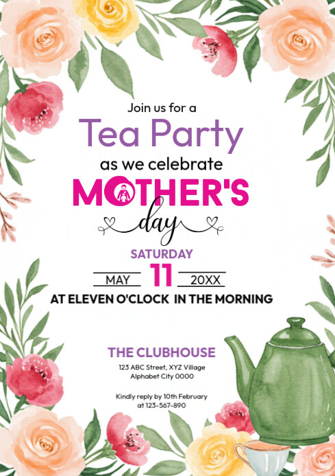 Plantilla de Mother's Day Tea Party Flyer | PosterMyWall