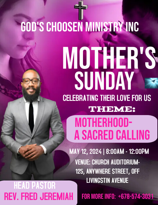 Mother’s Day Sunday Service Flyer Template | PosterMyWall