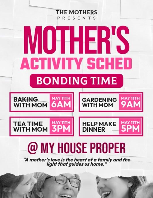 Mother's Activity Schedule Template | PosterMyWall