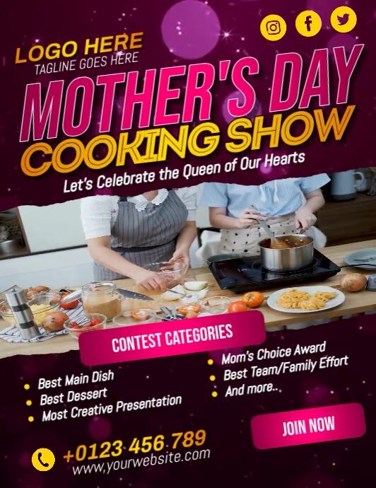 Plantilla de Mother's Day Cooking Show | PosterMyWall
