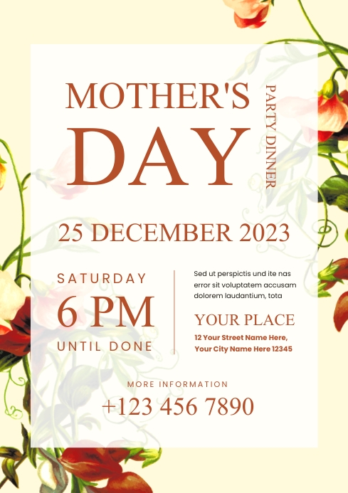 Copy of Mother's Day Dinner Party Invitation Template | PosterMyWall