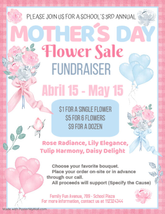 Copy of Mother's Day Flower Fundraiser Flyer, | PosterMyWall