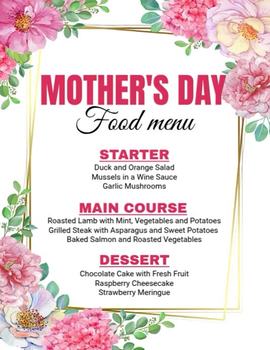 Mother's Day Food Menu Template | PosterMyWall