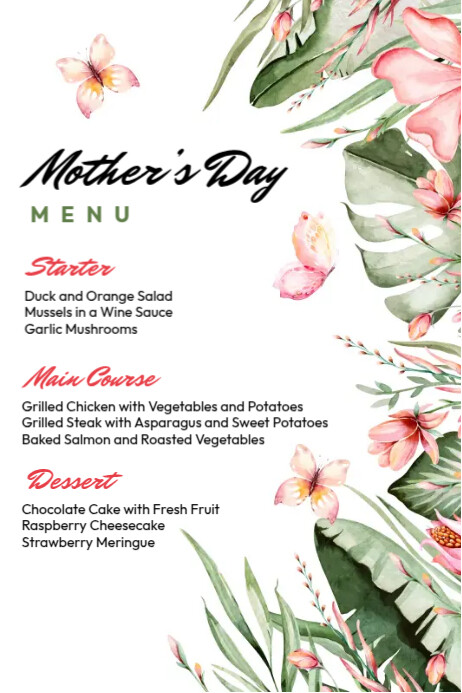 Mother's Day Food Menu Template | PosterMyWall