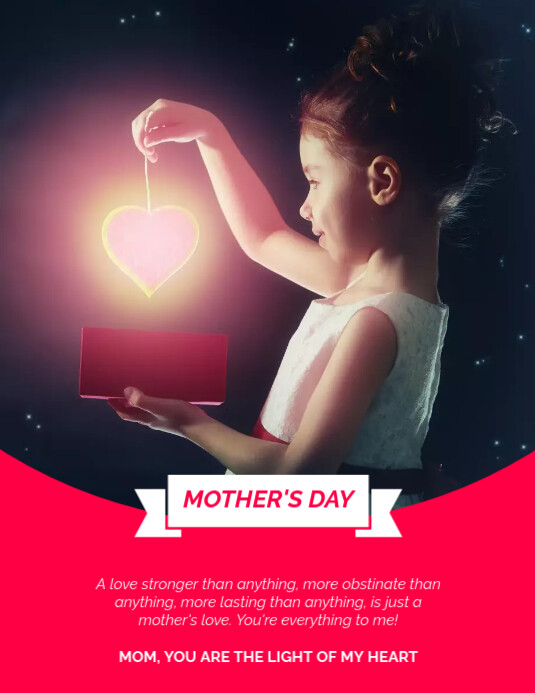 Mother's day girl holding bright heart flyer Template | PosterMyWall