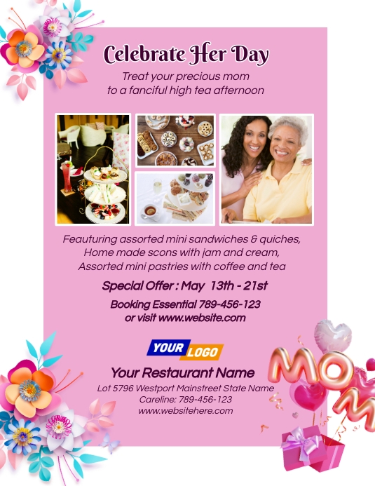 Mother's Day High Tea Brunch Flyer Template | PosterMyWall