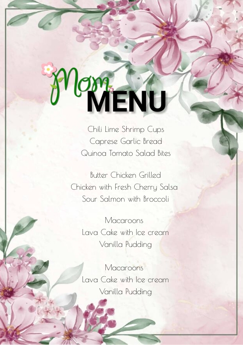 Mother's Day Menu Template | PosterMyWall
