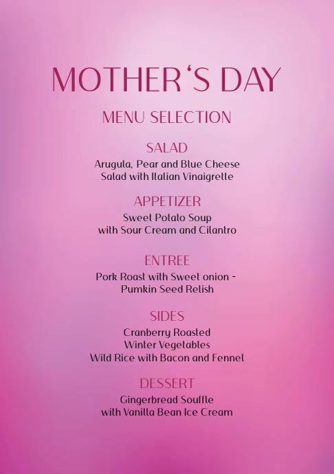 Mother's Day Menu Template | PosterMyWall
