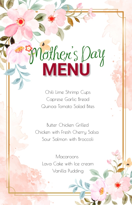 Mother's Day Menu Template | PosterMyWall