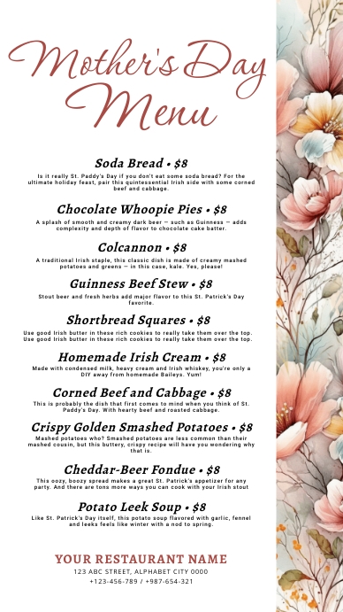 Copy of Mother's Day Menu | PosterMyWall