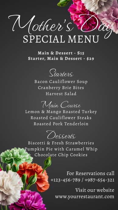 Mother's Day Menu Template | PosterMyWall