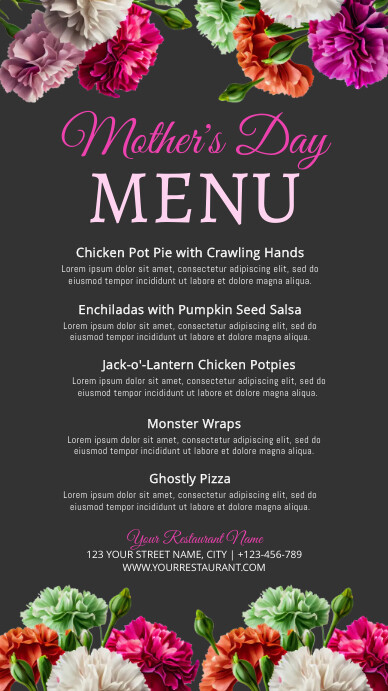 Mother's Day Menu Template | PosterMyWall
