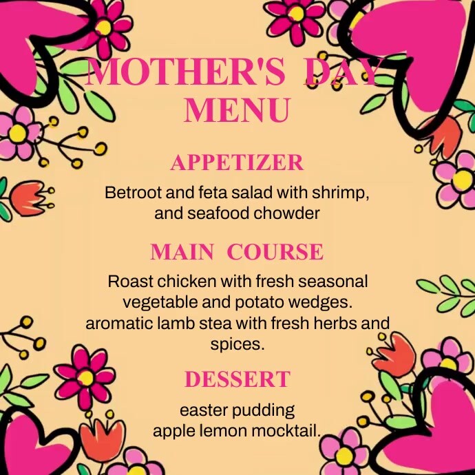 Mother's Day Menu Template | PosterMyWall