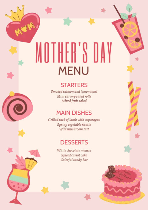 Plantilla de Mother's Day Menu | PosterMyWall