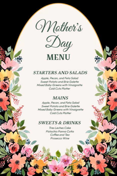 Mother's Day Menu List Template | PosterMyWall