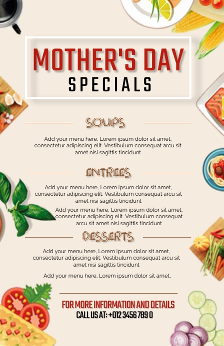 Mother's Day Menu Template | PosterMyWall