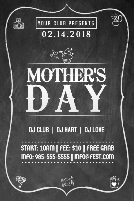 Copy of Mother's Day Mom Chalkboard Chalk Black Draw Love Motter Ma ...