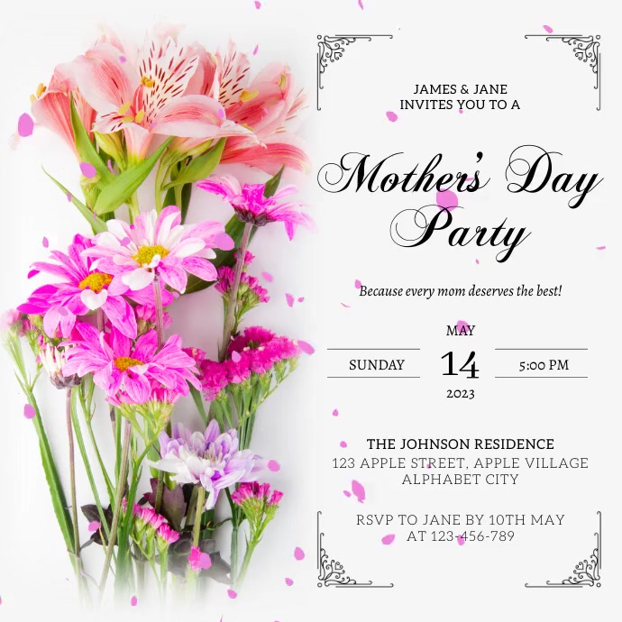 Mother's Day Party Invitation Template | PosterMyWall