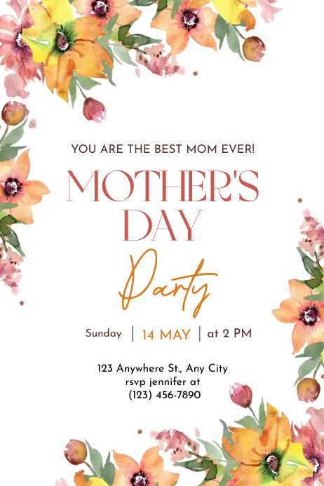 Mother's Day Party Poster Template | PosterMyWall