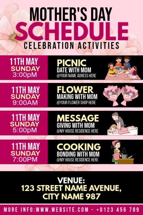 Mother's Day Schedule Template | PosterMyWall