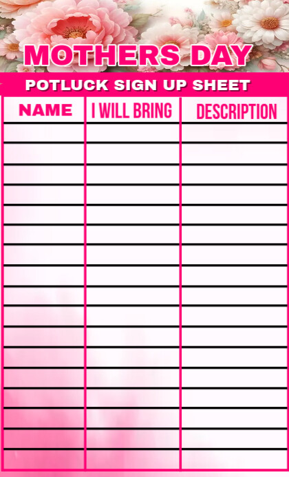 Mother's Day sign up sheet template | PosterMyWall