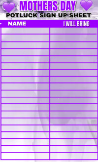 MOTHER´S Day Potluck Sign Up Sheet Template | PosterMyWall