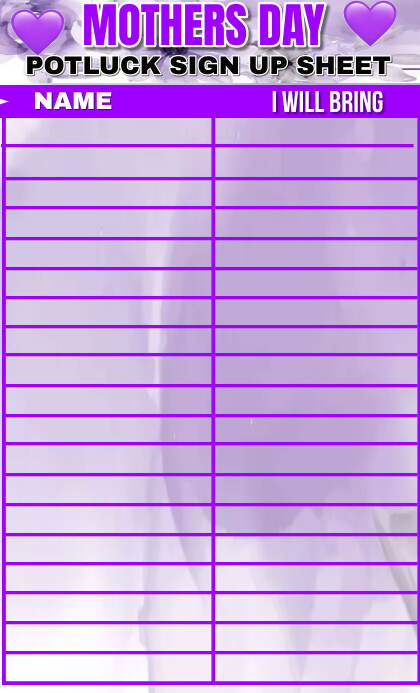 Mother's Day sign up sheet template | PosterMyWall