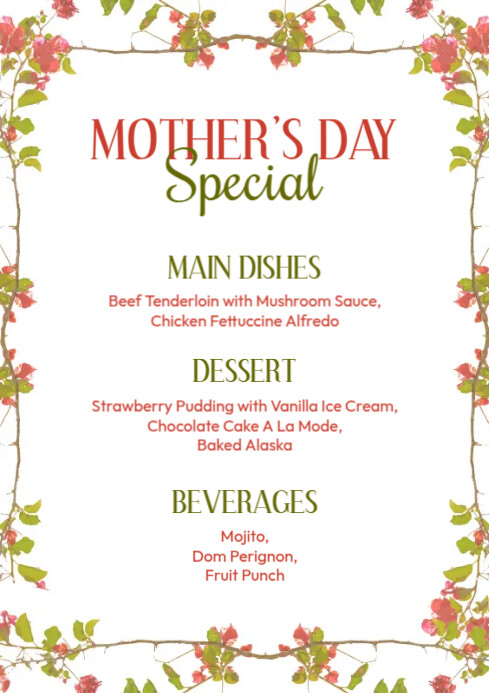Copy of Mother's Day Special Menu | PosterMyWall