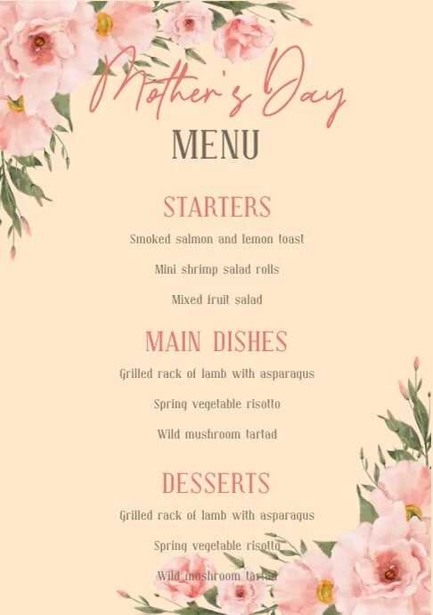 Mother's Day Special Menu Template | PosterMyWall