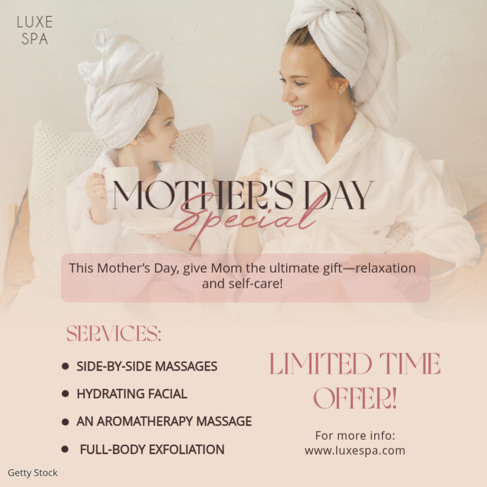 Mother's Day Special Offer Spa Instagram Post Template | PosterMyWall