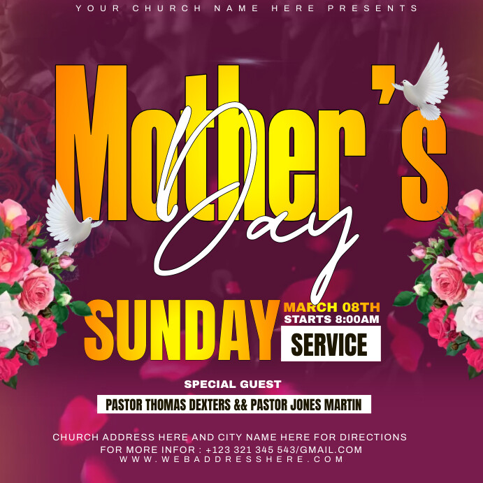 Mother's Day Sunday service Template | PosterMyWall
