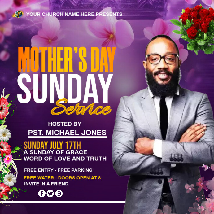 Mother's Day Sunday Service Template | PosterMyWall