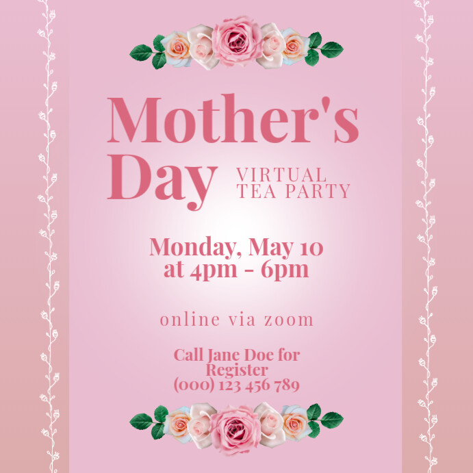 Mother's day virtual tea party Template | PosterMyWall