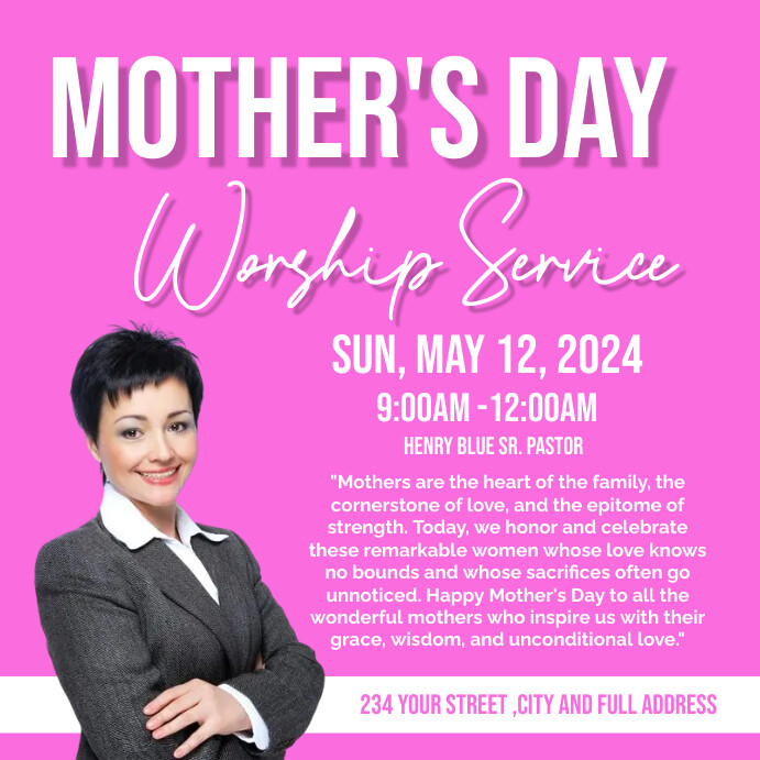Copy of Mother's Day WORSHIP SERVICE , happy mother's | PosterMyWall
