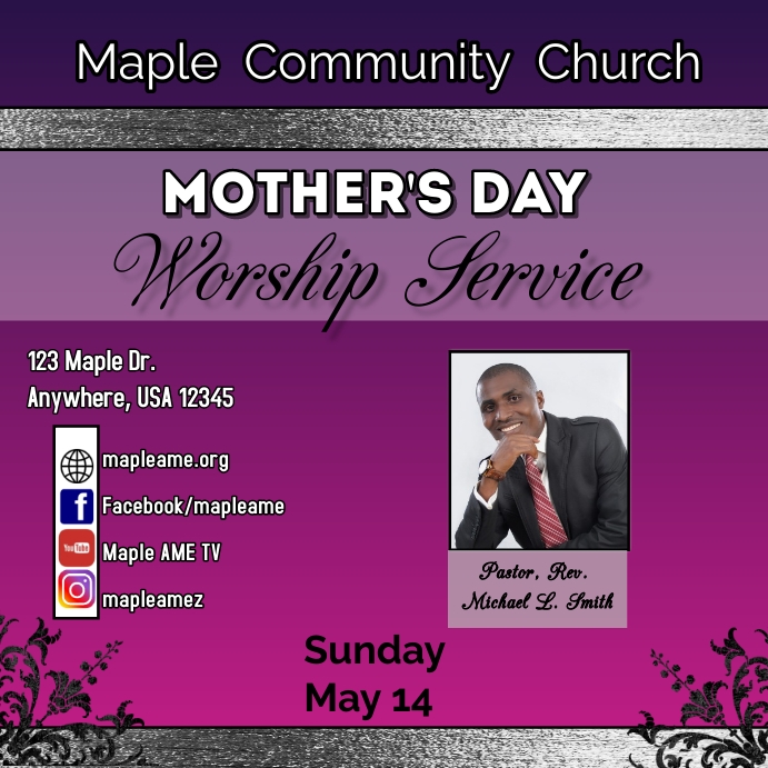 Plantilla de Mother's Day Worship Service | PosterMyWall